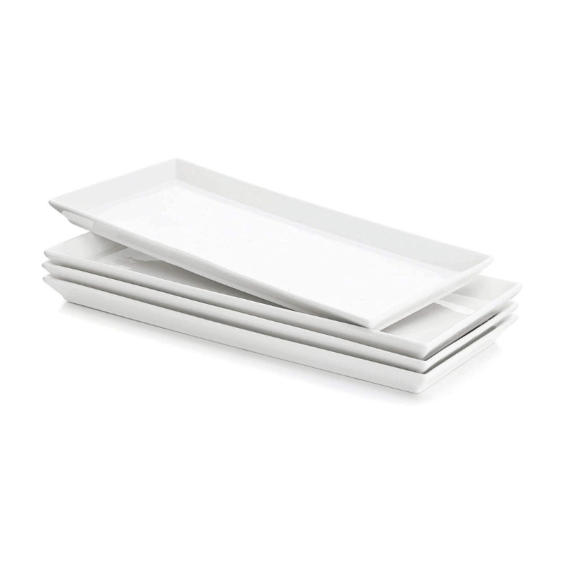 13.8 Inch Rectangular Porcelain Serving Trays, Set of 4 | Sweese
